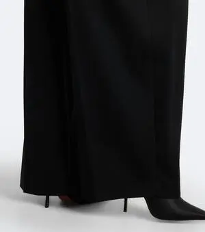 MUGLER Pleated Virgin Wool Wide-leg Trousers
