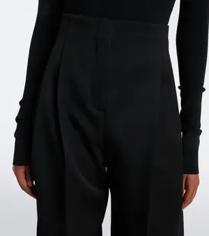 MUGLER Pleated Virgin Wool Wide-leg Trousers