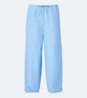 TOTEME Striped Cotton Poplin Wide-leg Pants - Blue