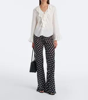 ALEXANDRA MIRO Scarlett Polka-dot Flared Pants