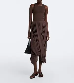 TOTEME Cotton-blend Jersey Midi Skirt - Brown