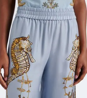 La DoubleJ Printed Silk Twill Palazzo Pants - Multicoloured