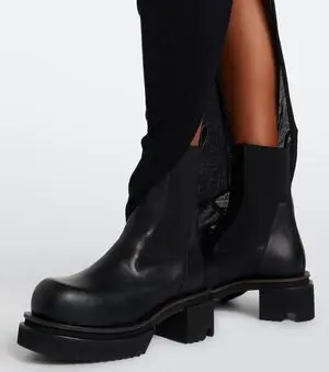Rick Owens Beatle Leather Platform Chelsea Boots