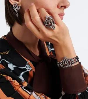 Gucci Gg Marmont Embellished Ring - Silver