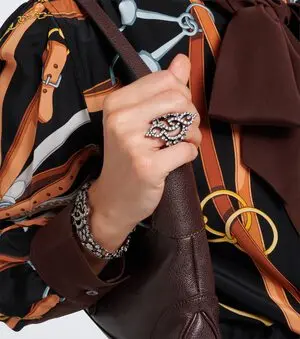 Gucci Gg Marmont Embellished Ring - Silver