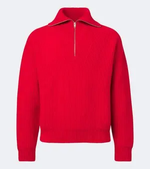 JIL SANDER Wool Half-zip Sweater - Red