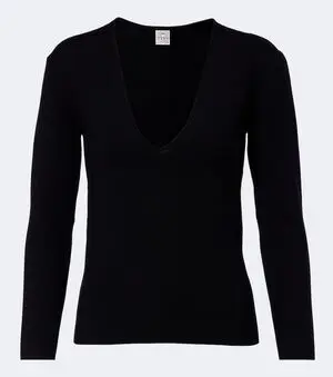 TOTEME V-neck Knitted Sweater - Black