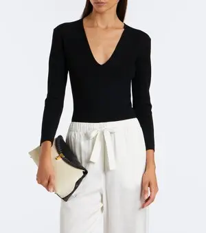 TOTEME V-neck Knitted Sweater - Black