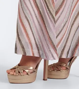 AQUAZZURA Soulmate Metallic Leather Platform Sandals
