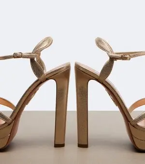AQUAZZURA Soulmate Metallic Leather Platform Sandals