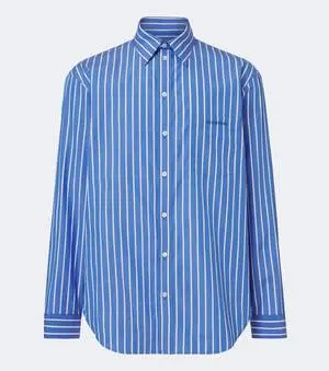 Balenciaga Striped Cotton Poplin Shirt - Blue