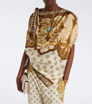 La DoubleJ Printed Silk Twill Top