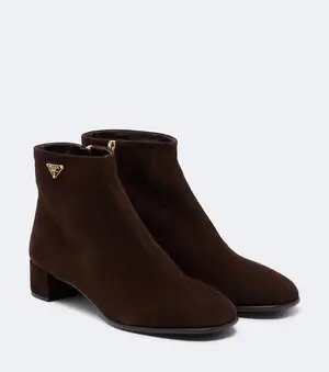 Prada Suede Ankle Boots - Brown