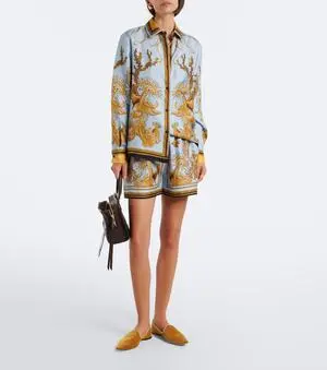 La DoubleJ Printed Silk Twill Pull-on Shorts
