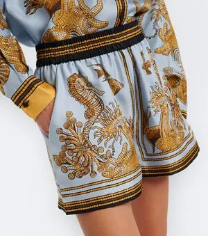 La DoubleJ Printed Silk Twill Pull-on Shorts