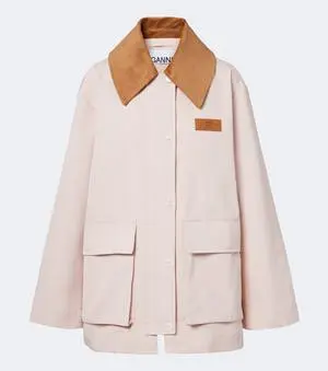 GANNI Canvas Jacket With Corduroy Collar - Pink