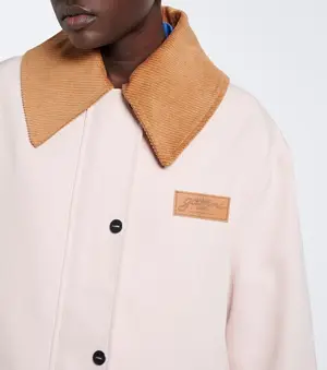 GANNI Canvas Jacket With Corduroy Collar - Pink