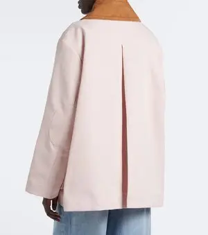 GANNI Canvas Jacket With Corduroy Collar - Pink