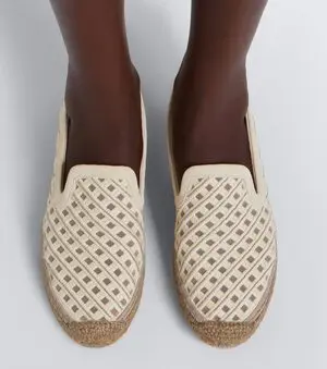 Brunello Cucinelli Monili Suede-trimmed Canvas Espadrilles - Beige
