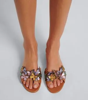 AQUAZZURA Papillon Leather Slides