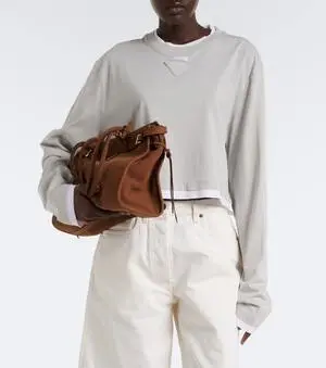 Prada Cotton Piqué And Jersey Crewneck Top