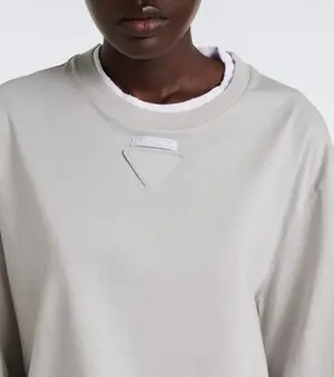 Prada Cotton Piqué And Jersey Crewneck Top