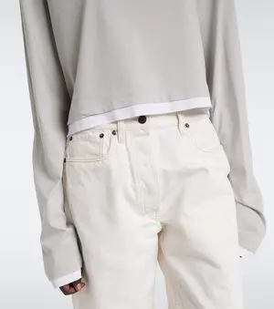 Prada Cotton Piqué And Jersey Crewneck Top