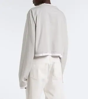 Prada Cotton Piqué And Jersey Crewneck Top
