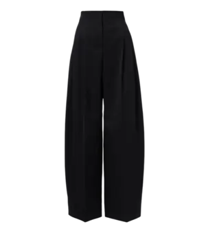 MUGLER Pleated Virgin Wool Wide-leg Trousers - Black