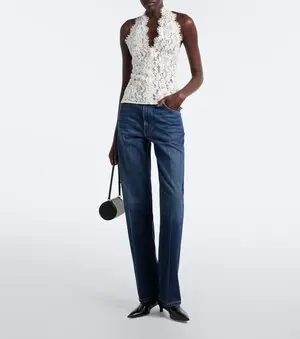 Stella McCartney Halterneck Cotton-blend Lace Top