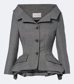 Magda Butrym Peplum Virgin Wool Blazer - Grey