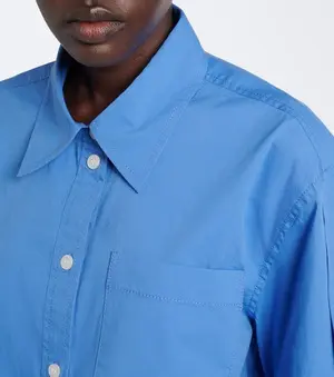 GANNI Cotton-blend Shirt With Drawstring Hem - Blue