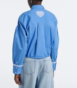GANNI Cotton-blend Shirt With Drawstring Hem - Blue