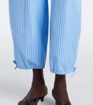 TOTEME Striped Cotton Poplin Wide-leg Pants