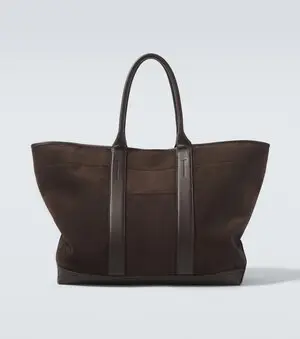 TOM FORD Suede Tote Bag With Leather Trim - Brown