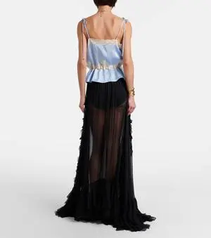 Chloé Ruffled Sheer Silk Maxi Skirt