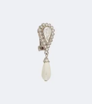 Alessandra Rich Crystal And Faux Pearl Clip-on Earrings