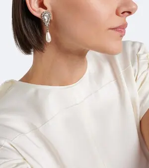 Alessandra Rich Crystal And Faux Pearl Clip-on Earrings