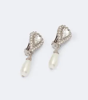 Alessandra Rich Crystal And Faux Pearl Clip-on Earrings