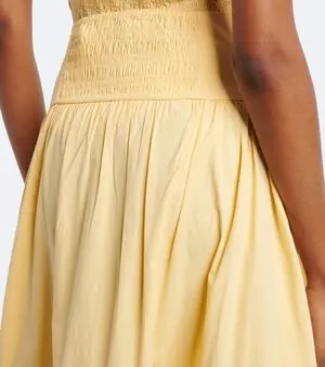 GANNI Cotton-blend Ruffled Shirred Tiered Midi Skirt - Yellow