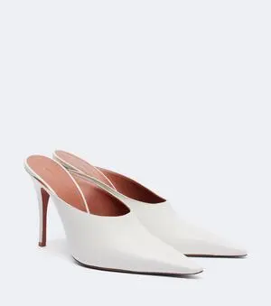 Amina Muaddi Felicia Leather Mules - White