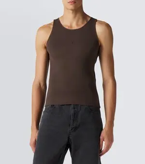 Saint Laurent Cassandre Cotton Tank Top - Brown