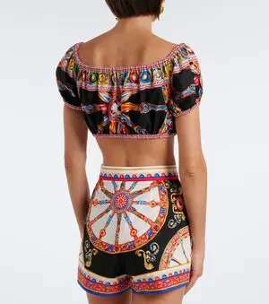 Dolce & Gabbana Carretto Cotton Poplin Crop Top