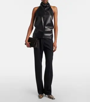 Khaite Mita Virgin Wool Straight Leg Pants In Ivory Glow