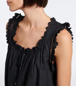 DÔEN Nessie Broderie Anglaise Cotton Minidress - Black