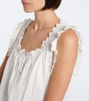 DÔEN Nessie Broderie Anglaise Cotton Mini Dress - White