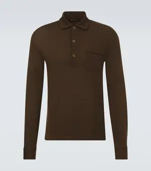 TOM FORD Silk And Cotton Piqué Polo Shirt - Brown
