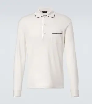 TOM FORD Silk And Cotton Piqué Polo Shirt - White