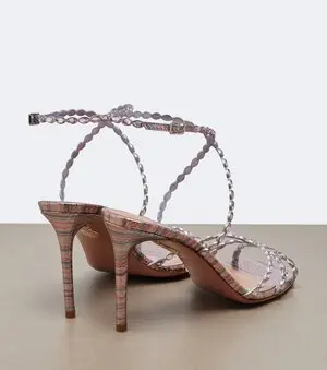 AQUAZZURA Embellished Leather Sandals - Pink