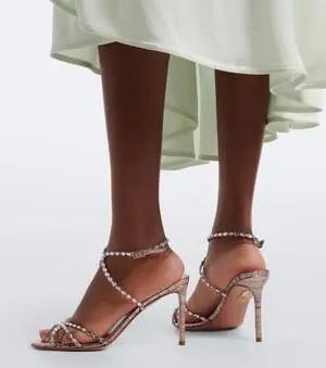 AQUAZZURA Embellished Leather Sandals - Pink
